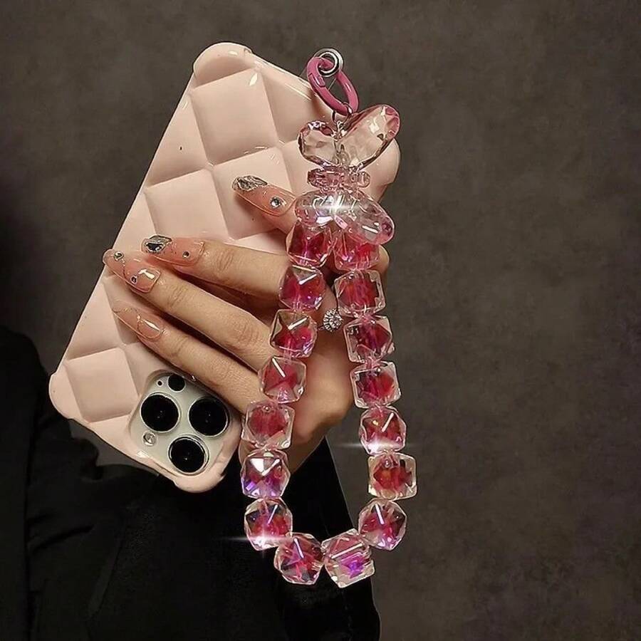 DIY Bracelet Crystal Shinning Acrylic Butterfly Girl Phone Charms Wrist ...