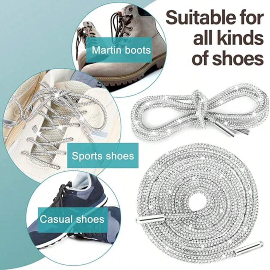 Shoe Strings For Sneakers, Crystal Bling Bling Shiny Round Shoe Laces ...