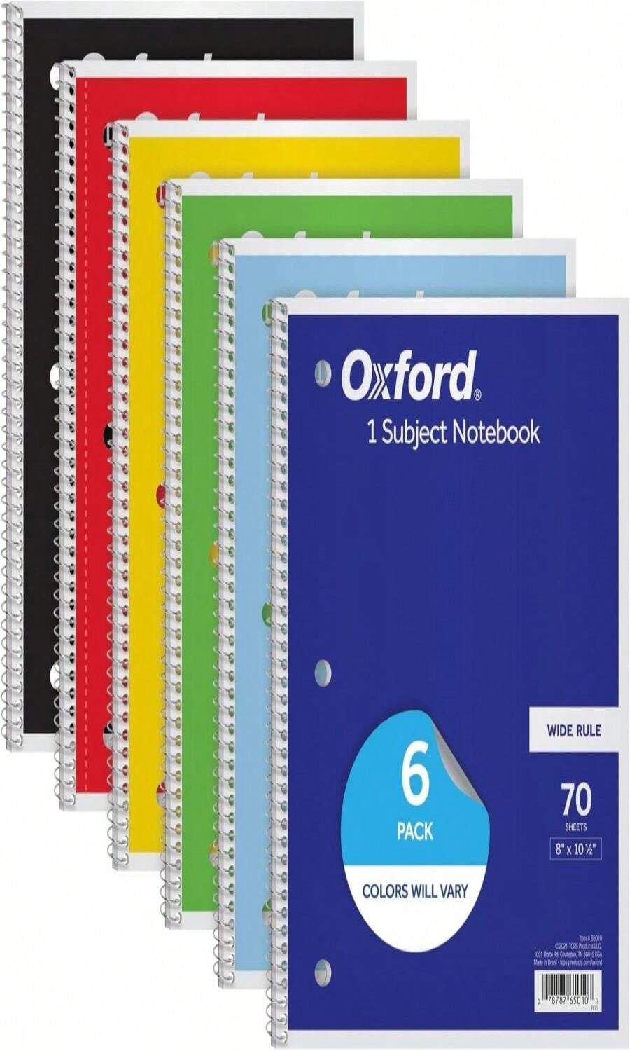 Oxford Spiral Notebook 6 Pack, Bulk Wide Ruled Spiral Notebooks For ...