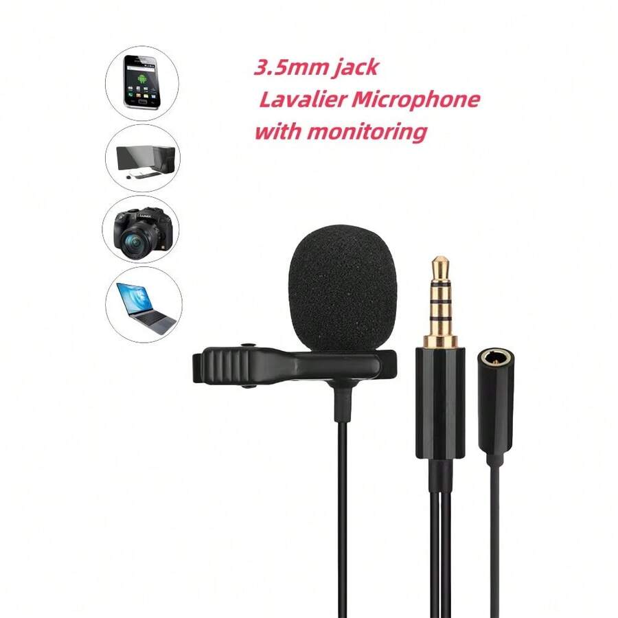 3.5mm Jack Wired Lavalier Microphone With Monitoring,Lapel Microphone ...