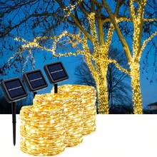 WPOSTAR 50-300 LED Outdoor Solar Fairy Lights 8Modes Copper Wire Xmas ...