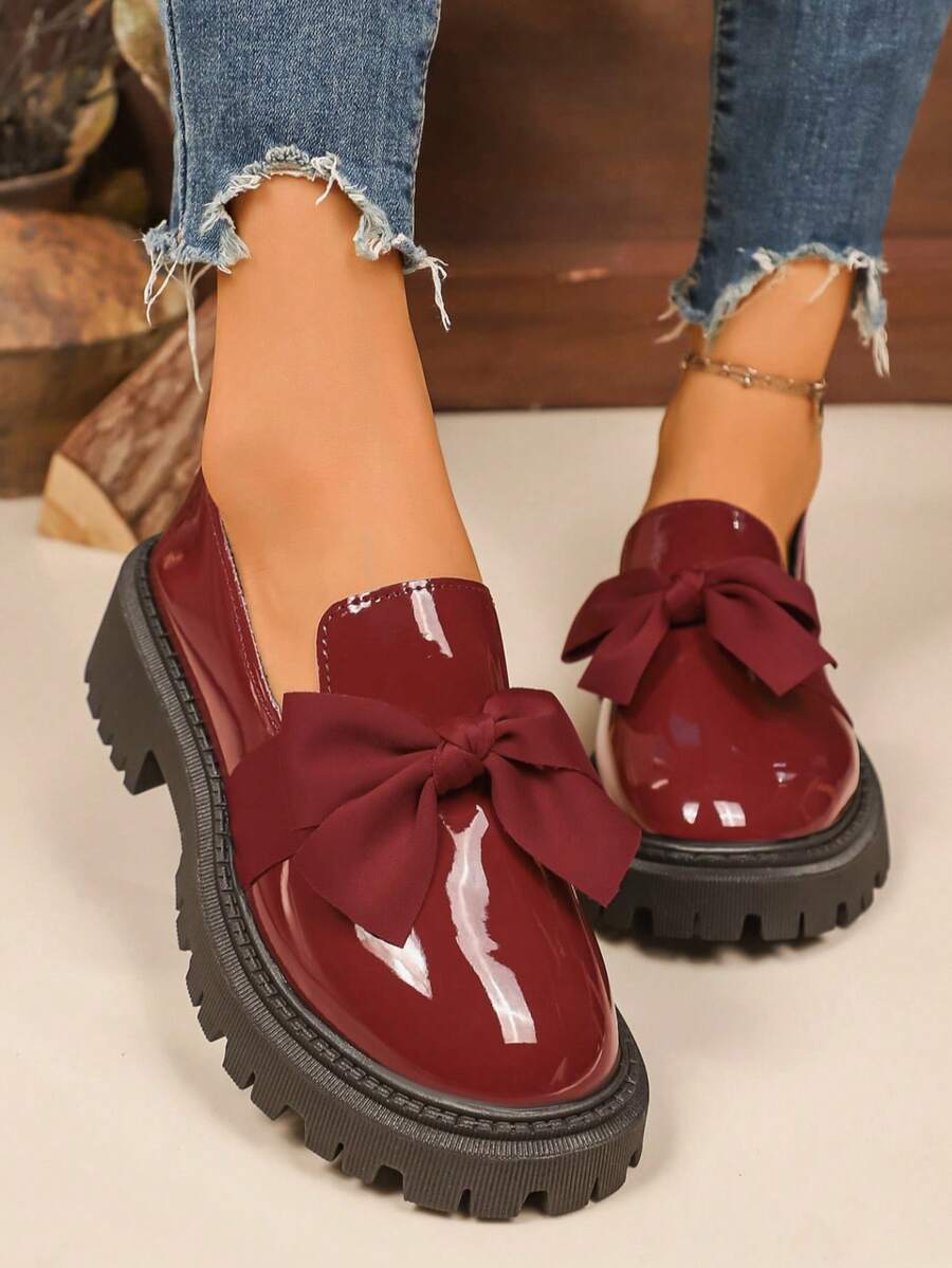 2025 New Thick Sole Chunky Heel British Style Fashion Versatile Slip-On ...