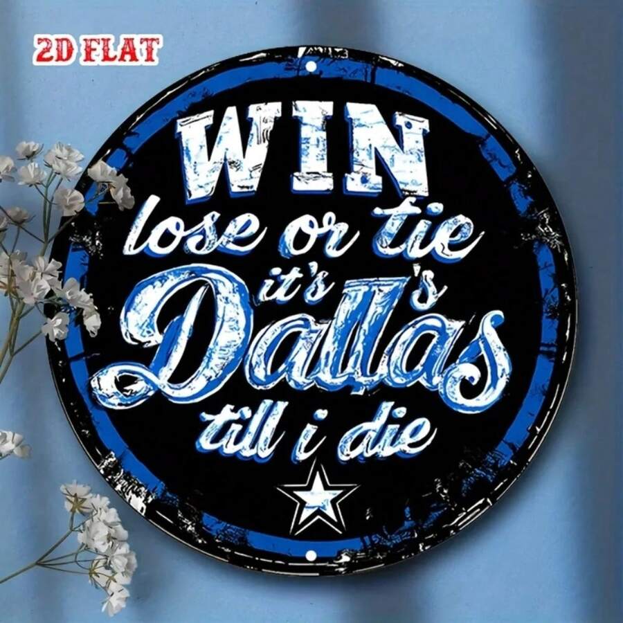 2D Flat Sports Team Spirit Sign 1pc - Dallas Football Round Aluminum ...