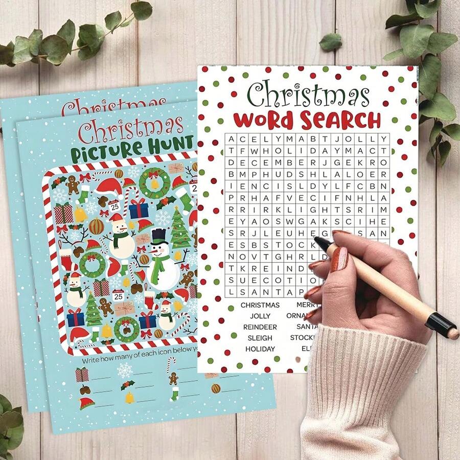 10 Piezas Sopa de Letras Navideña, Juego Navideño Divertido, Juego ...