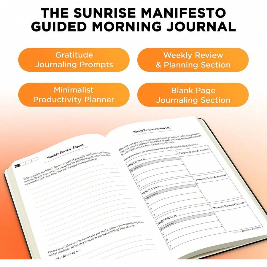 SaltWrap Sunrise Manifesto: Daily Morning Guided Journal Gratitude ...