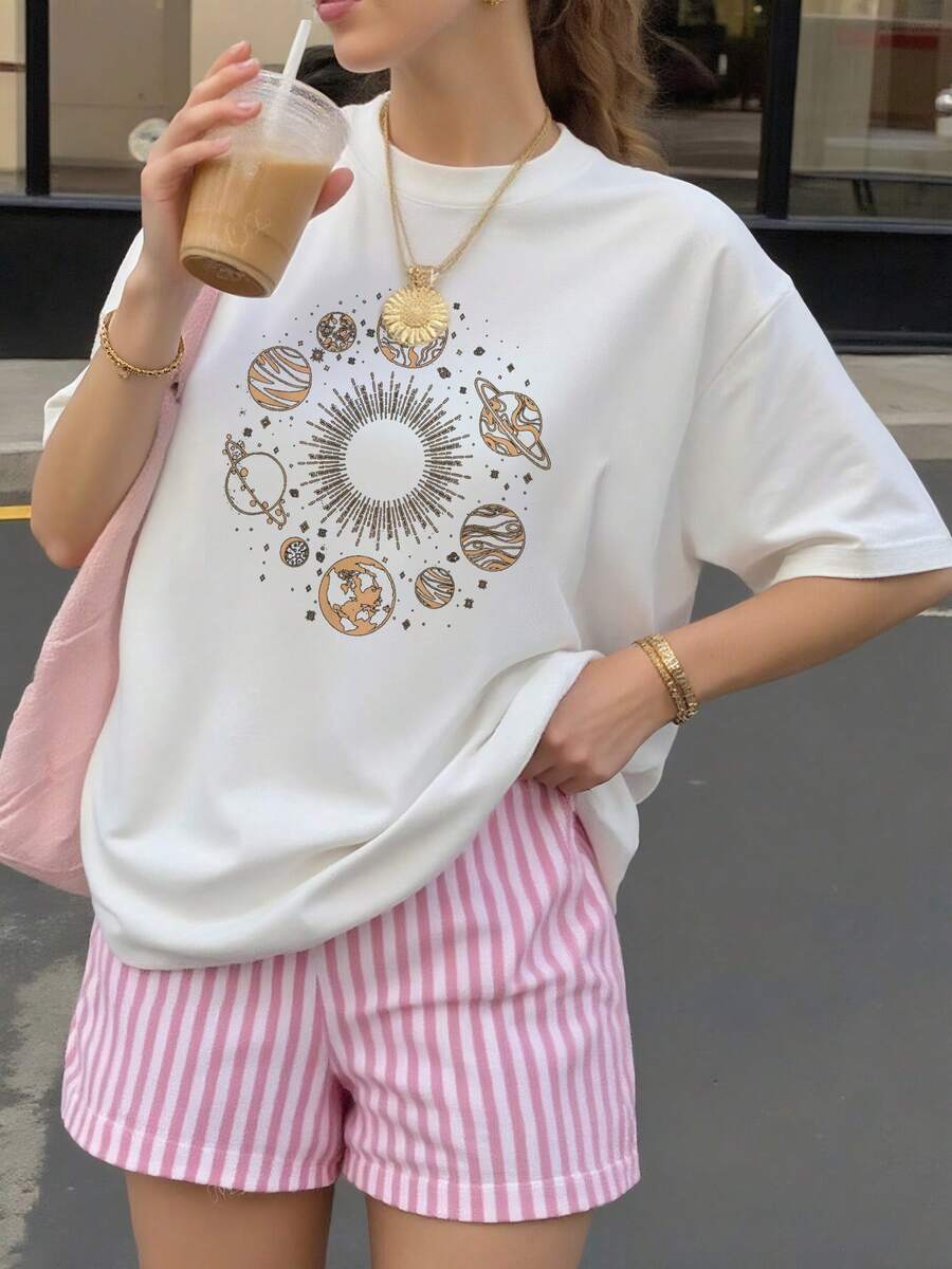 Camiseta con diseño del sistema solar, planetas, espacio, ciencia ...