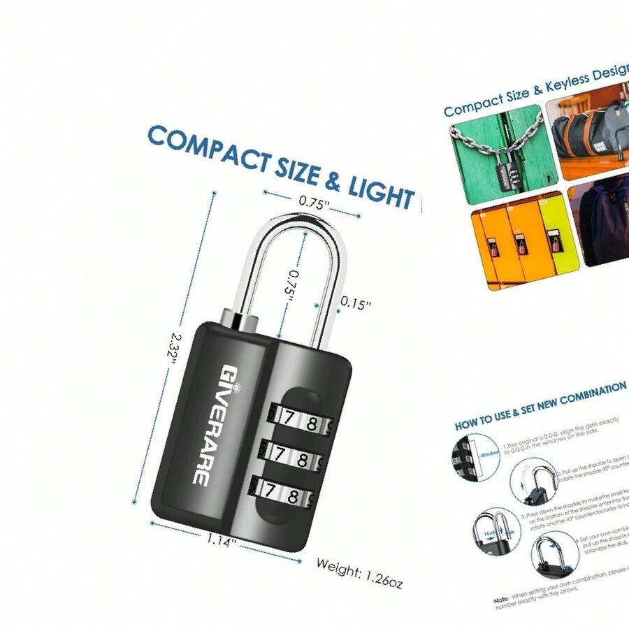 4-Pack Small Zinc Combination Locks, Unbreakable & Cutting-Resistant ...