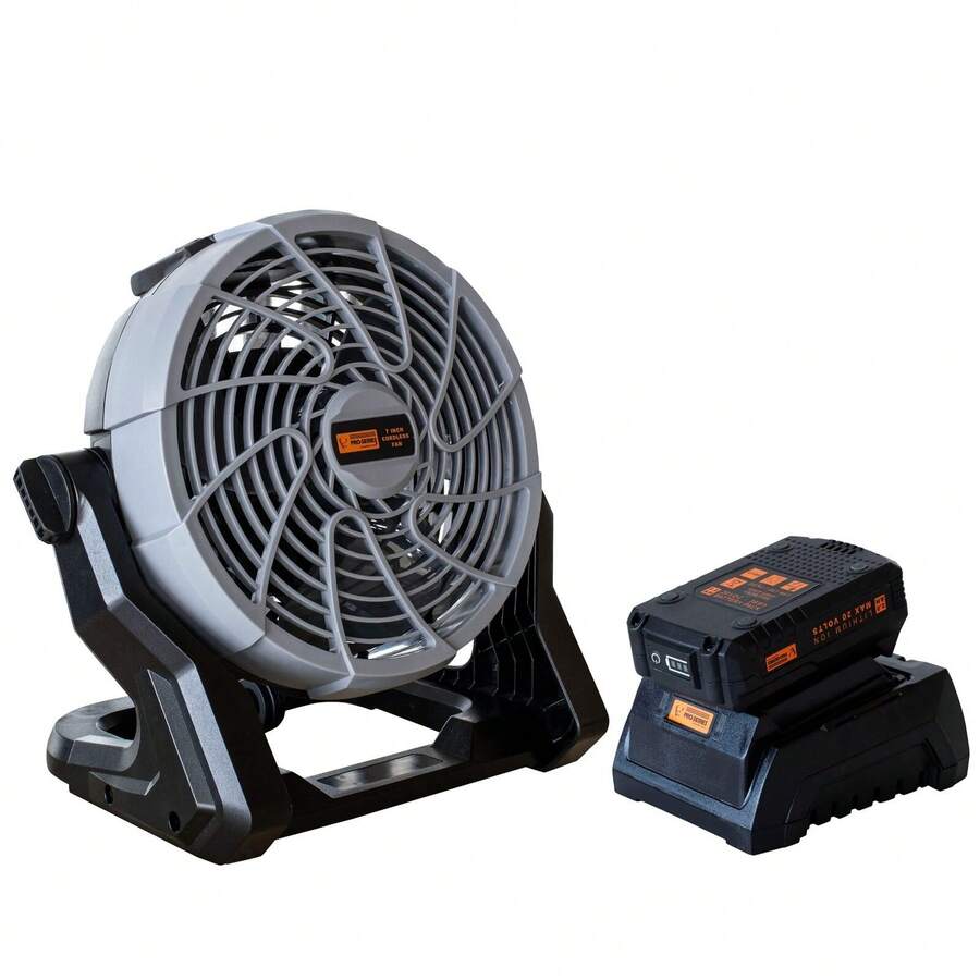 Pro-Series 3-Speed Cordless Fan 20V Lithium Ion Rechargeable Battery ...