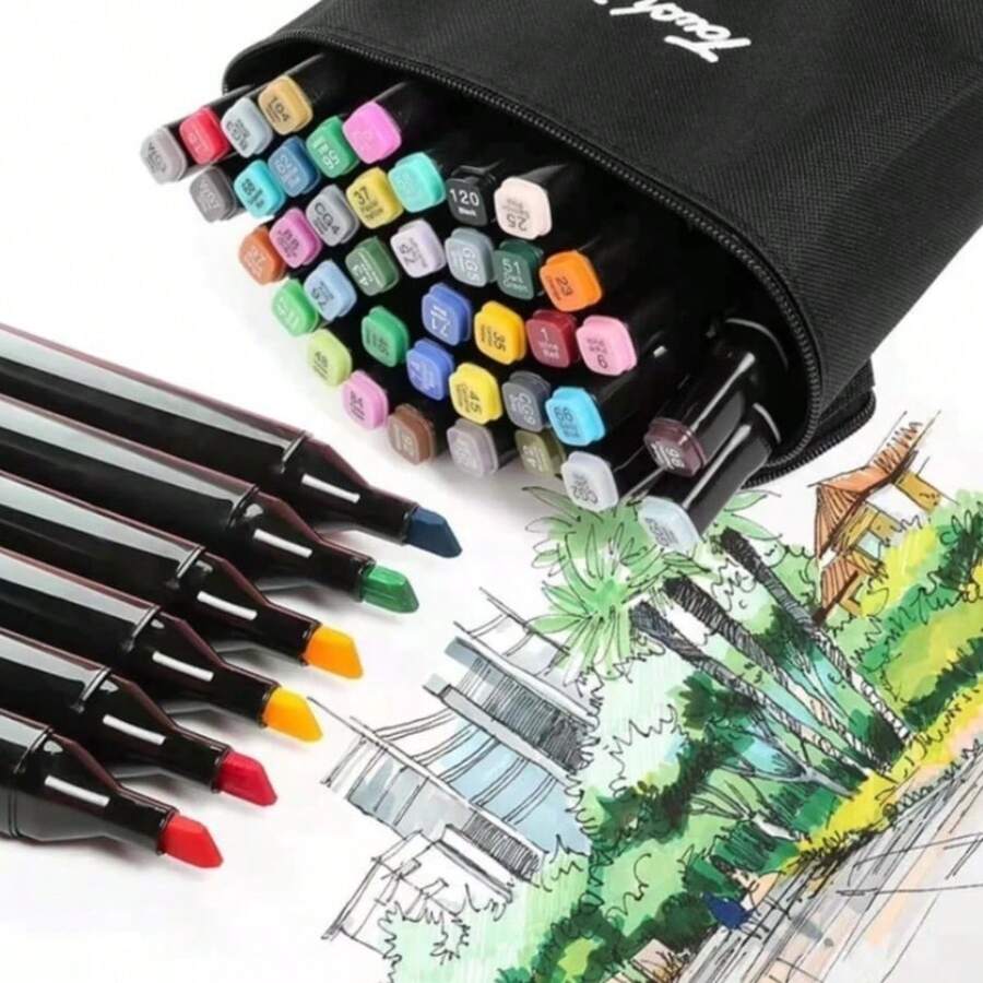 24/36/48/60/80 Pcs Dual Tip Coloring Marker Pens Painting Markers Bob ...