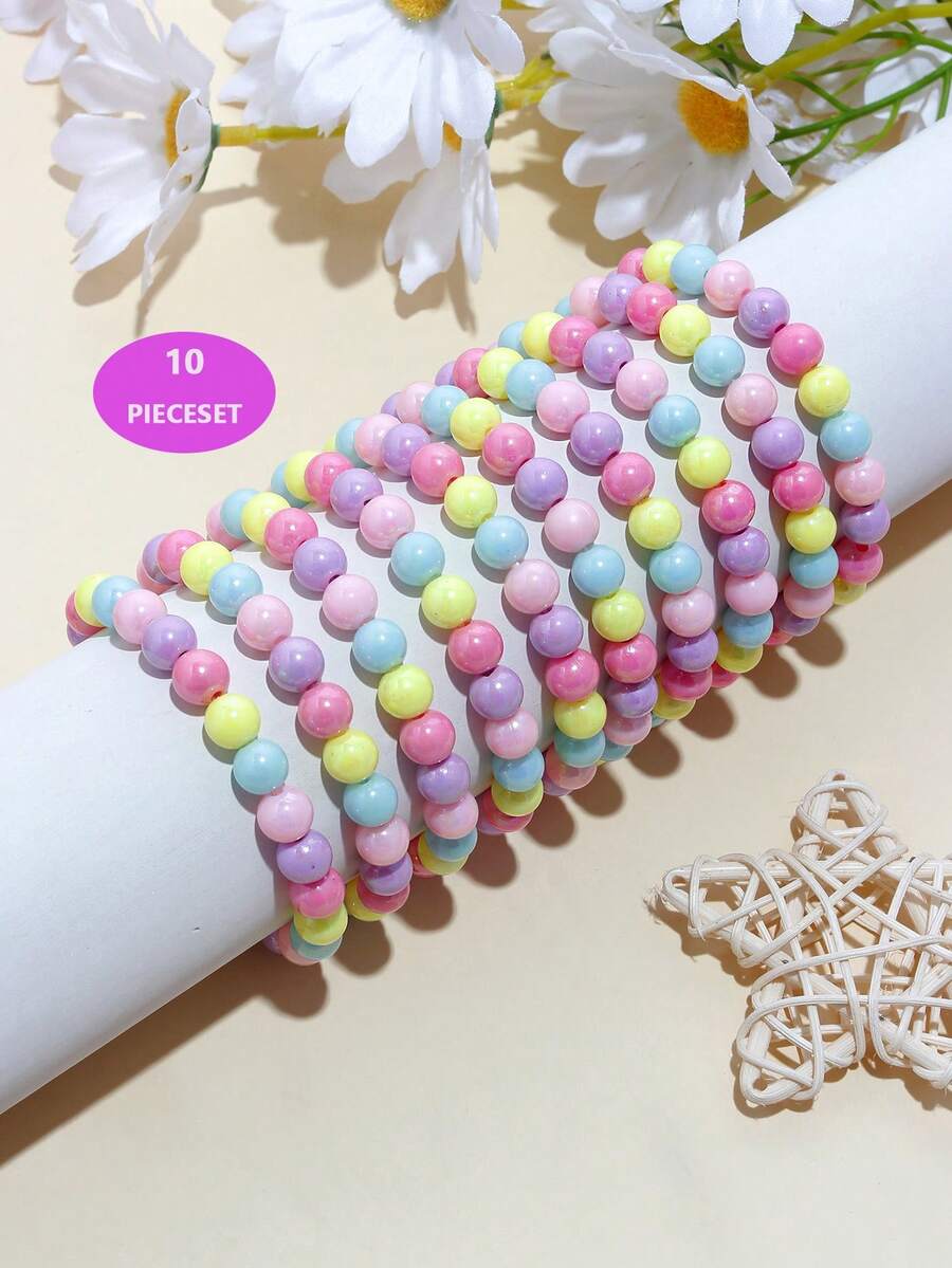 10pcs Colorful Beaded Charm Bracelets Jewelry Set, Suitable For Best ...