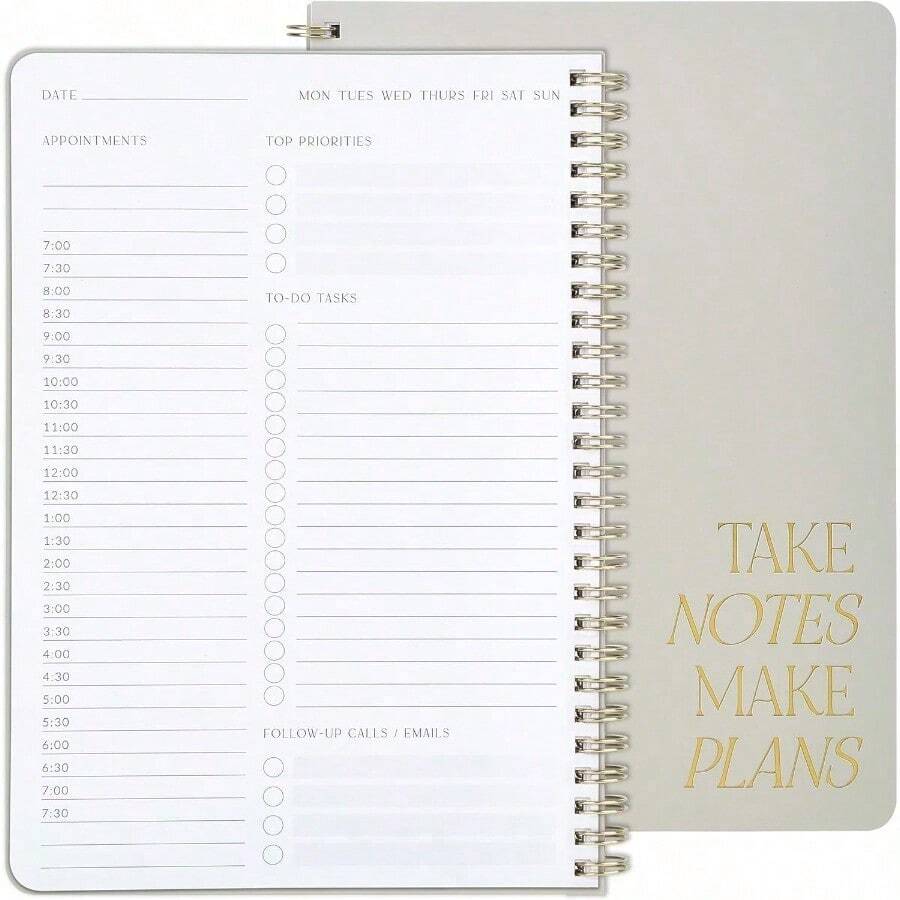 Beautiful Daily Planner And Notebook With Hourly Schedule Aesthetic ...