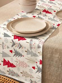 1pc Christmas Pattern Linen Table Runner, Suitable For Holidays ...