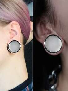 1 Pair Mirror Surface Steel Round Pulley Ear Saddle Plugs Stainless ...