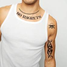 4 Sheets Waterproof Black Barbed Wire & No Ragrets Temporary Tattoos ...