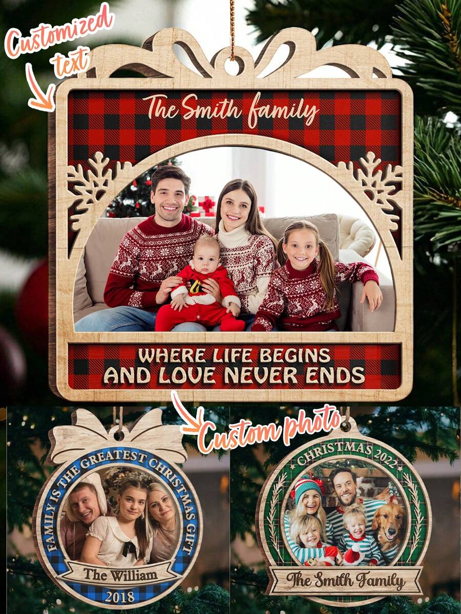 Personalized Family Photo Christmas Decorations With Custom Text And ...