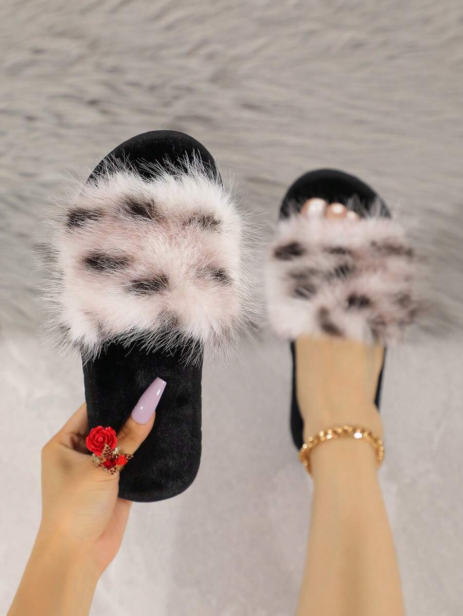 2025 New Arrival Women's Faux Fur Bling-Bling Bow & Rhinestone Decor ...