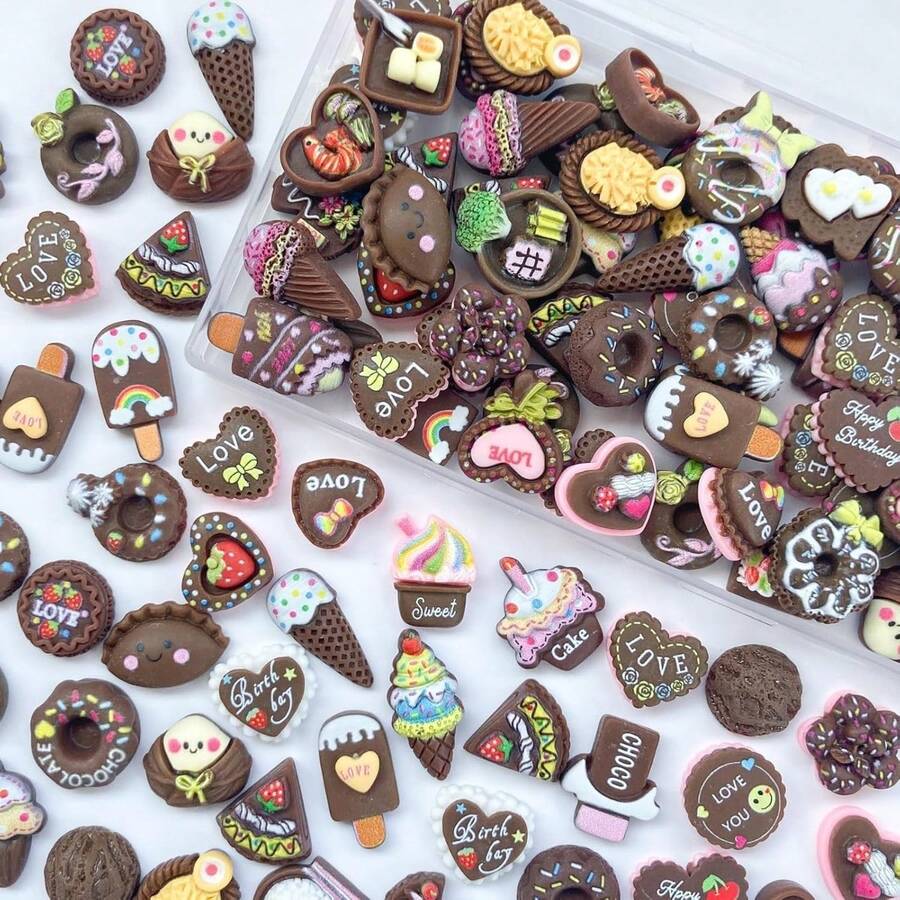 10/20/30pcs Simulation Cookie Cake Dessert Ice Cream Resin Charms For ...