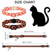 2 Pack Fall Cat Collars Breakaway With ,Buckle Orange Plaid Cute Cat ...