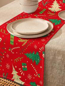 1pc Christmas Pattern Linen Table Runner, Suitable For Holidays ...