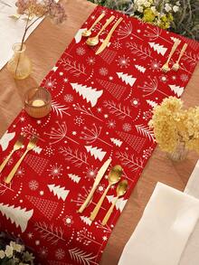 1pc Christmas Pattern Linen Table Runner, Suitable For Holidays ...
