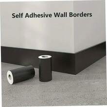 1pc 5m Long Self-Adhesive Wood Grain Baseboard PVC Decorative Flexible ...