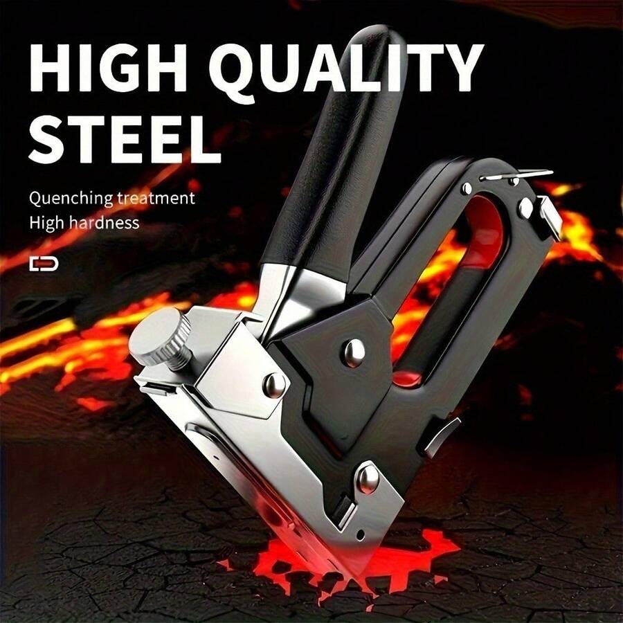 1Pc Multi-Functional 4-In-1 Heavy Duty Staple Gun, Manual Handheld Nailer, Iron Construction, No ...