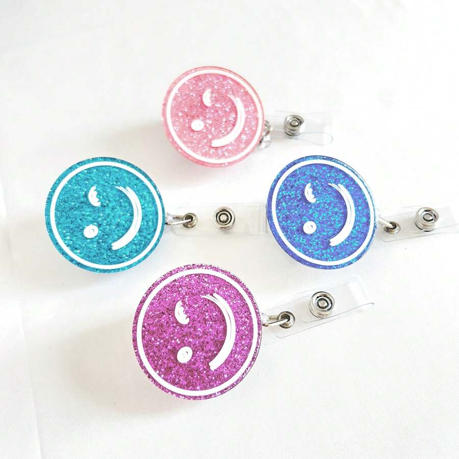 Smile Cute Badge Reel With Clips And Retractable Cord Preppy Party ...