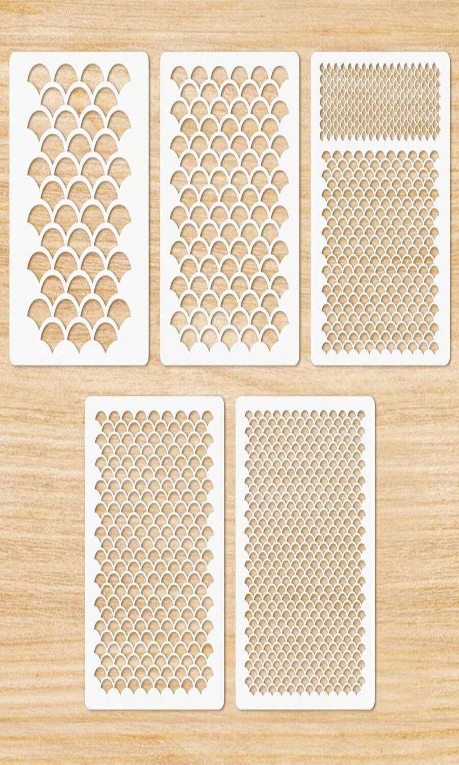 Molain 5Pcs Fish Scale Stencil Set, Reusable Face Painting Stencils For ...