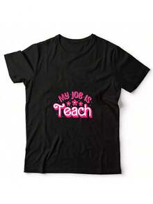 My Job Is Teach Pink Retro Female Teacher Life Women T-Shirt_4_t1 ...