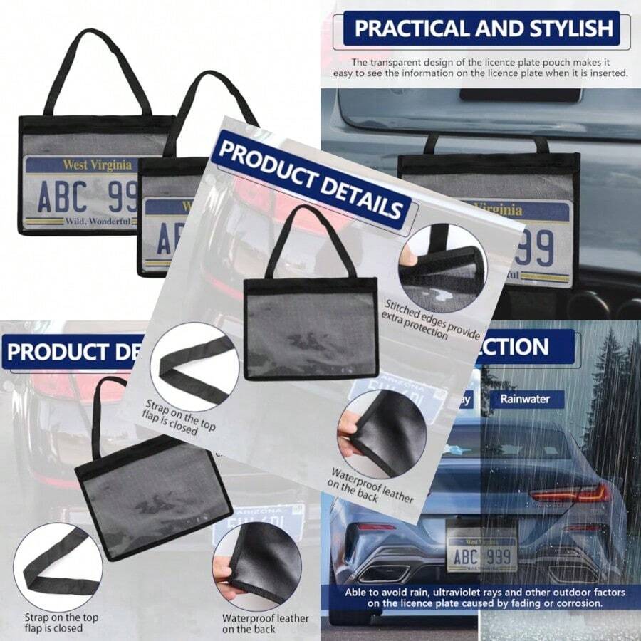 2PCS License Plate Holder With Hanging Strap Test Drive License Plate ...