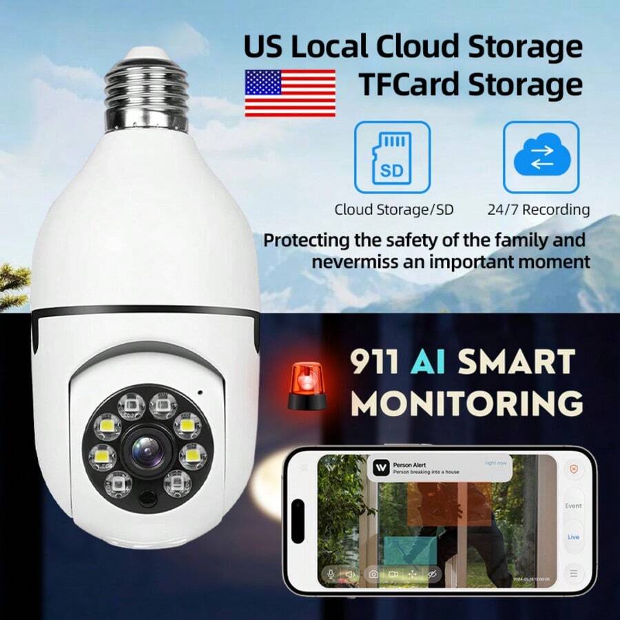 Hawkray Intelligent AI 4MP Indoor/Security Camera Supports 911 Alarm ...