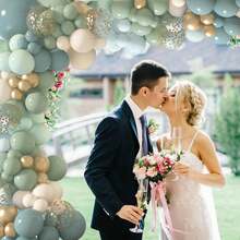 173Pcs Dusty Blue Green Balloon Garland Arch Kit, Haze Fog Blue Ash ...