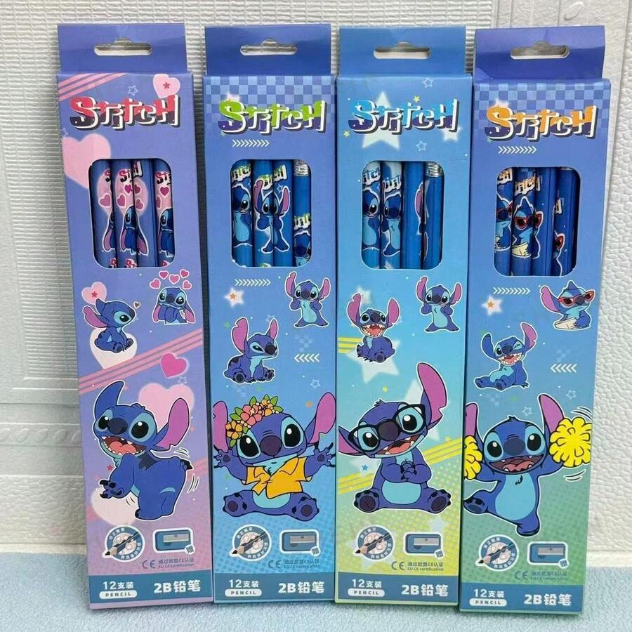 Disney 12pcs/Set Stitch Pencils, Stitch HB Pencils In Box, Wooden ...