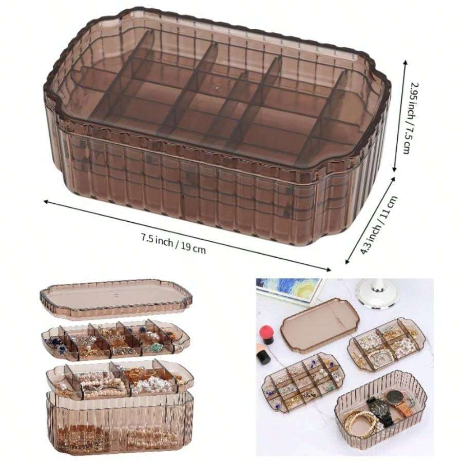 3 - Layer Jewelry Organizer Box Earrings, Rings, Bracelets, Plastic ...