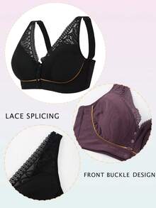 3-Piece Set [Plus Size] Women's Bra With Lace Stitching Design ...