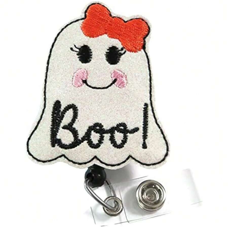 Cute Halloween BOO Badge Reel, Halloween Badge Reel, Halloween Ghost ...
