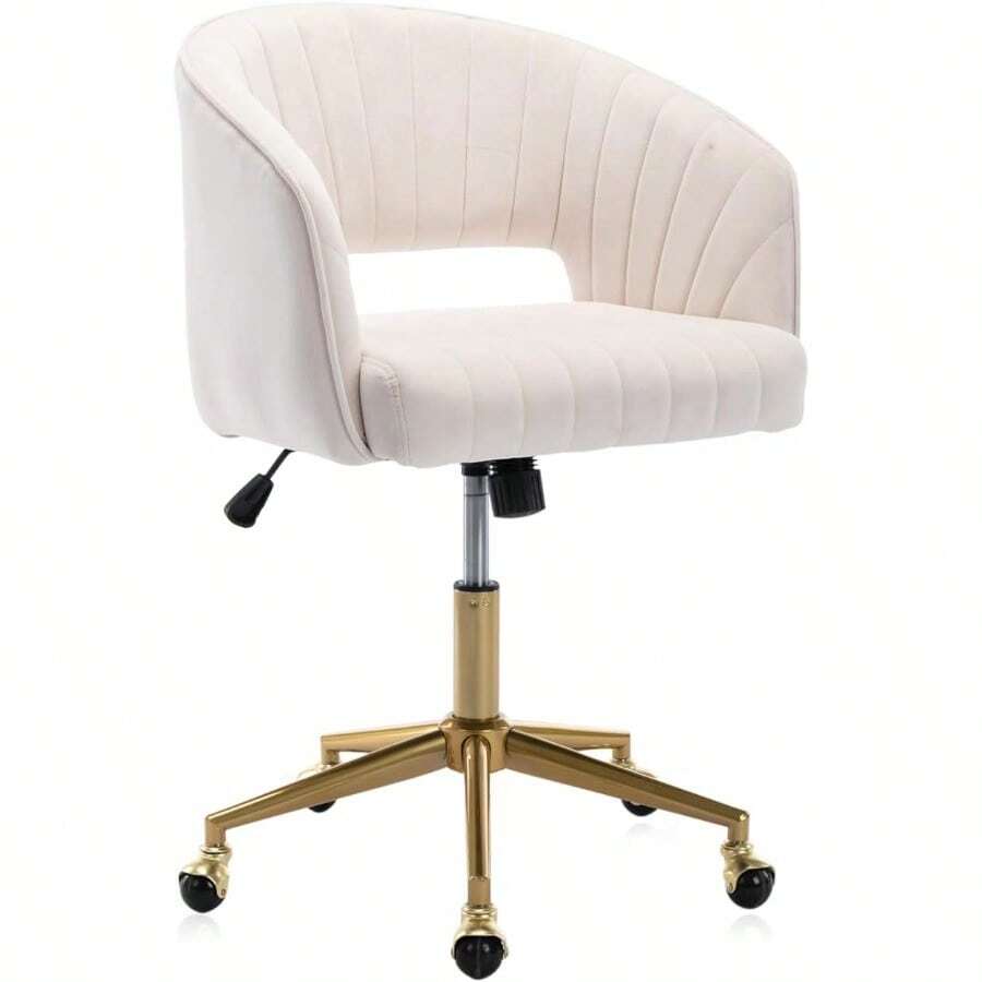 Veet Office Desk Chair Modern Home Desk Chair With Wheels And Gold Base ...