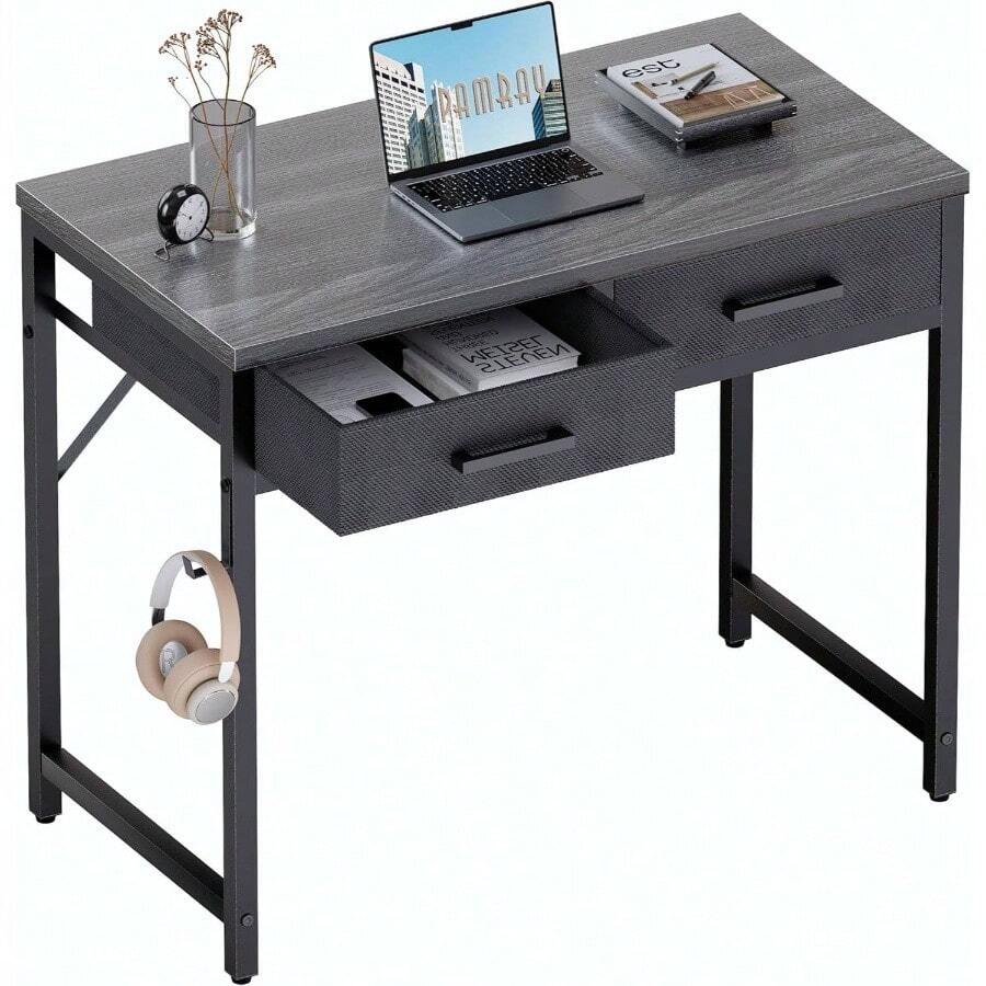 32 Inch Small Computer Desk With 2 Drawers Bedroom Study Writing Home ...