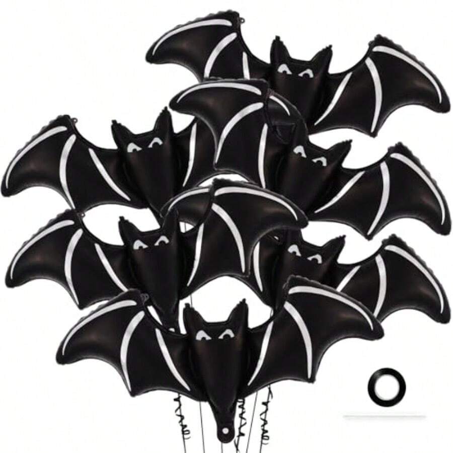 6 Pcs Black Bat Balloons 48 Inc Giant Alloween Bat S Bat Mylar Balloon ...