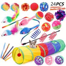 24pcs Interactive Cat Play Set With Collapsible Tunnel, Artificial ...