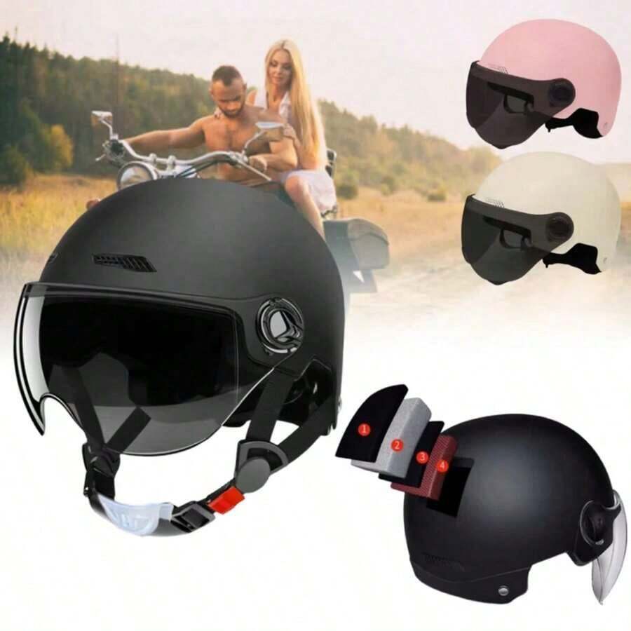 Motorcycle Helmet Men Women Classic Retro Scooter Vintage Half Helmet ...