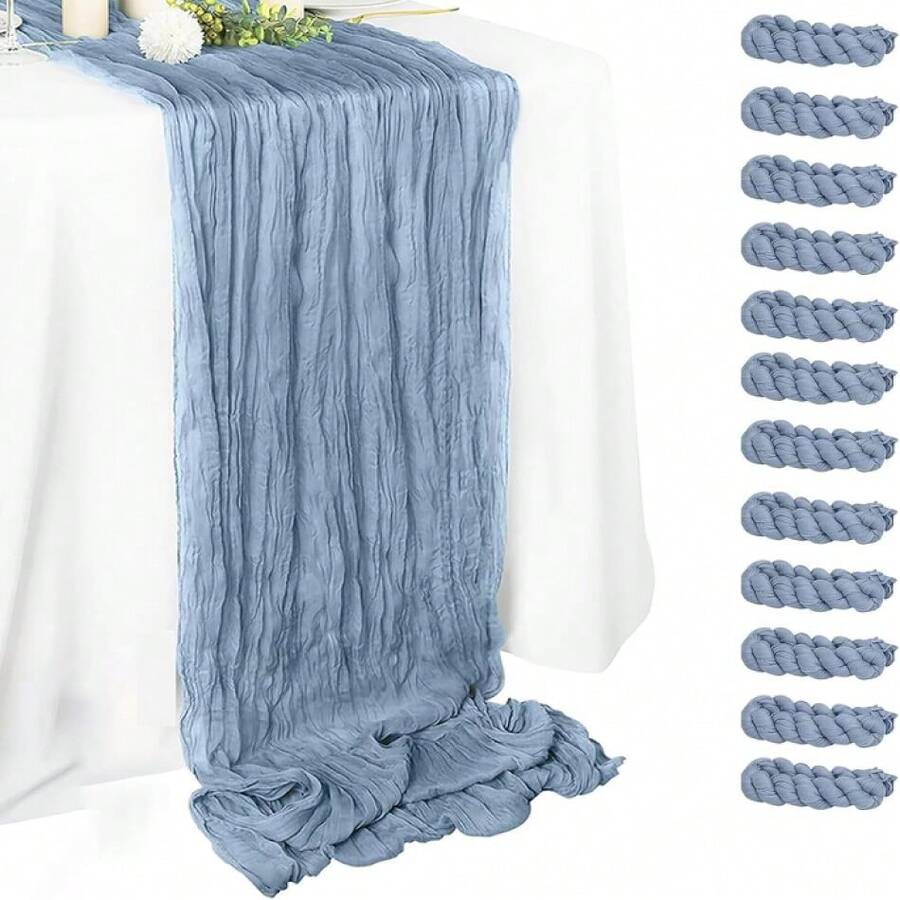 12 Pack Dusty Blue Gauze Cheesecloth Table Runner 10ft - 35x120 Inch ...