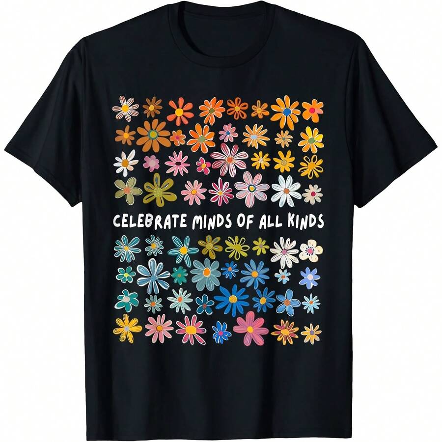 Camiseta con estampado de flores silvestres que promueve la conciencia ...
