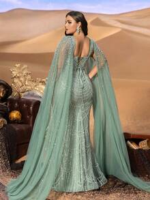 Faeriesty Hochglanz-Glamour Plus Luxus Perlen-Meerjungfrau Abendkleid ...