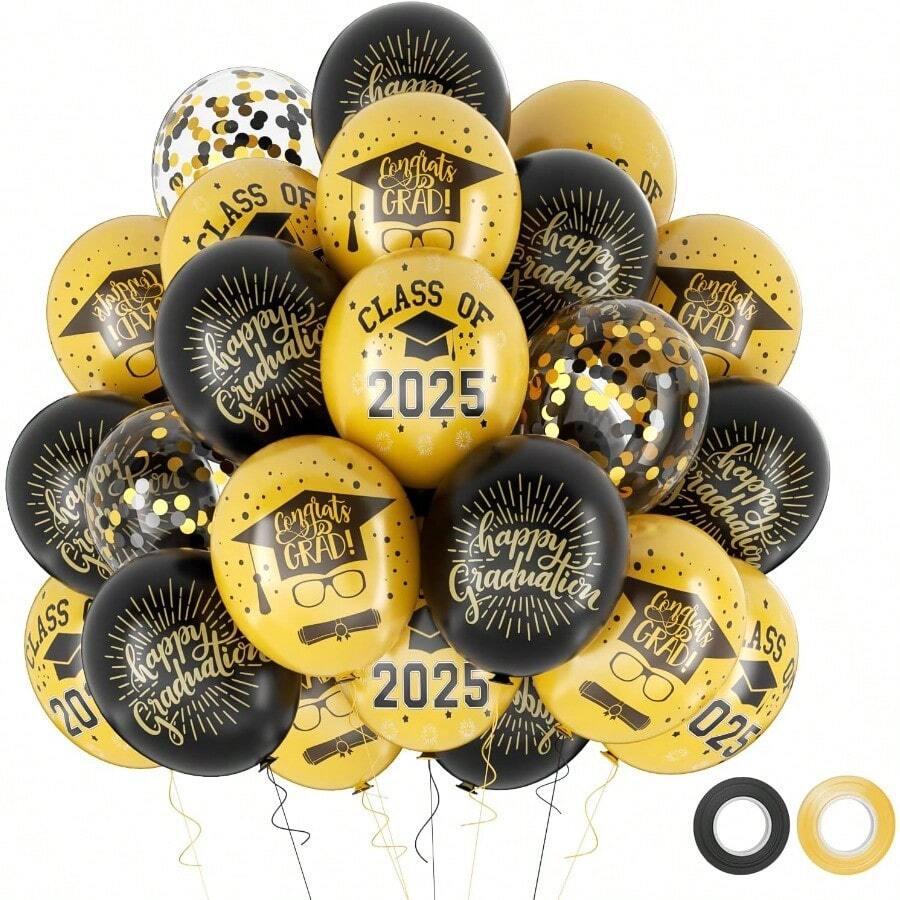 Uation Balloons 2025 Party Ration 50pcs 12 Inc Black And Gold L ...