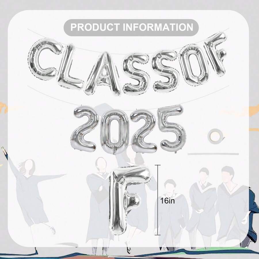 Silver Class Of 2025 Graduation Balloon Banners Class Of 2025 Foil ...
