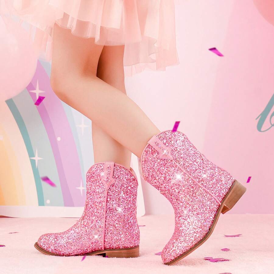 Botas vaqueras para niñas pequeñas, botas vaqueras con purpurina ...