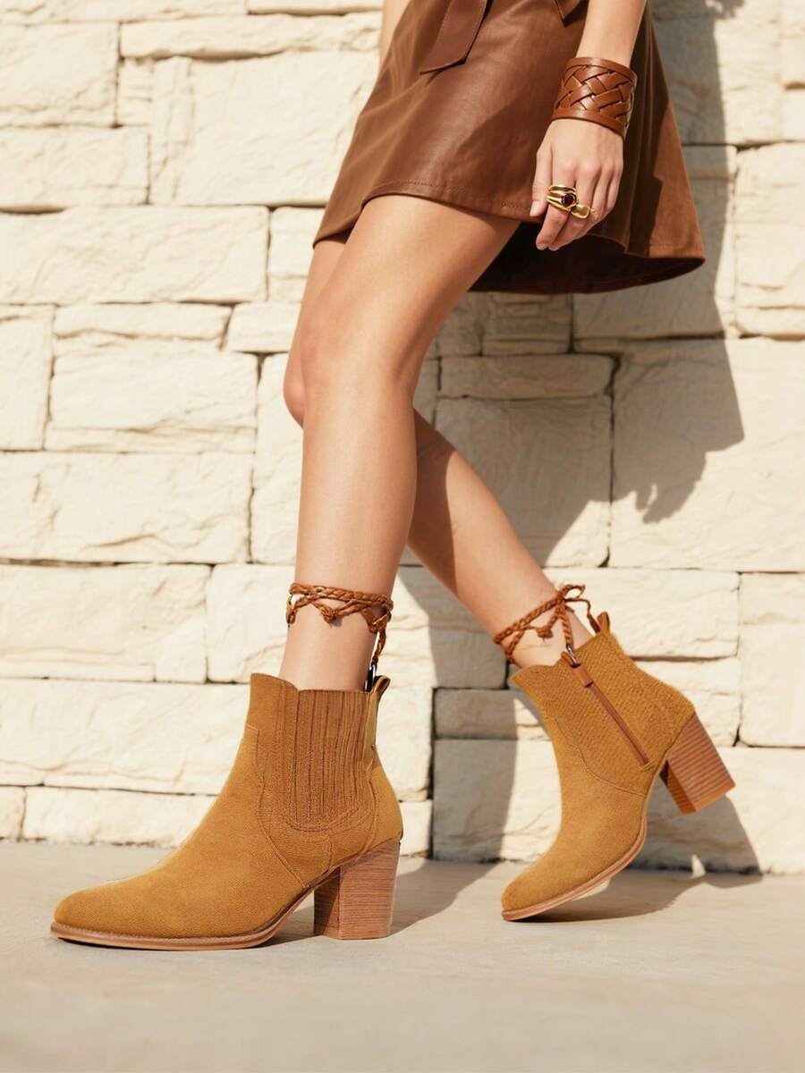 KESCA Botas botines bajas estilo camperas de cowboy para mujer de ...