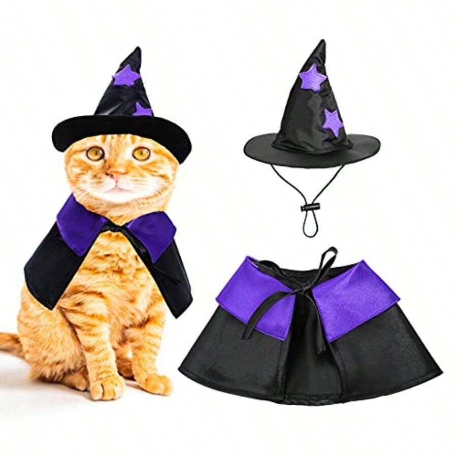 Halloween Pet Costume Cat Wizard Costume Funny Wizard Cat Clothes Cloak ...