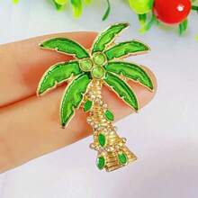1pc Alloy Rhinestone Coconut Tree Brooch Pin, Shiny Fashion Accessory ...